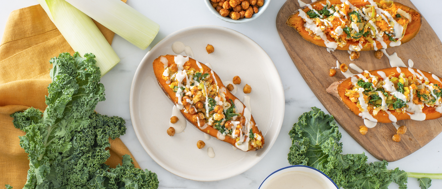 Leek and Kale Sweet Potato Boats - Foxy Fresh Produce